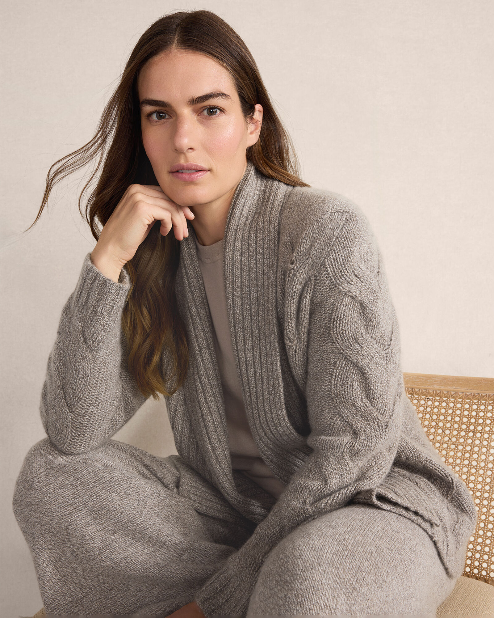 Cashmere Chunky Cable Knit Cardigan | Haven Well Within