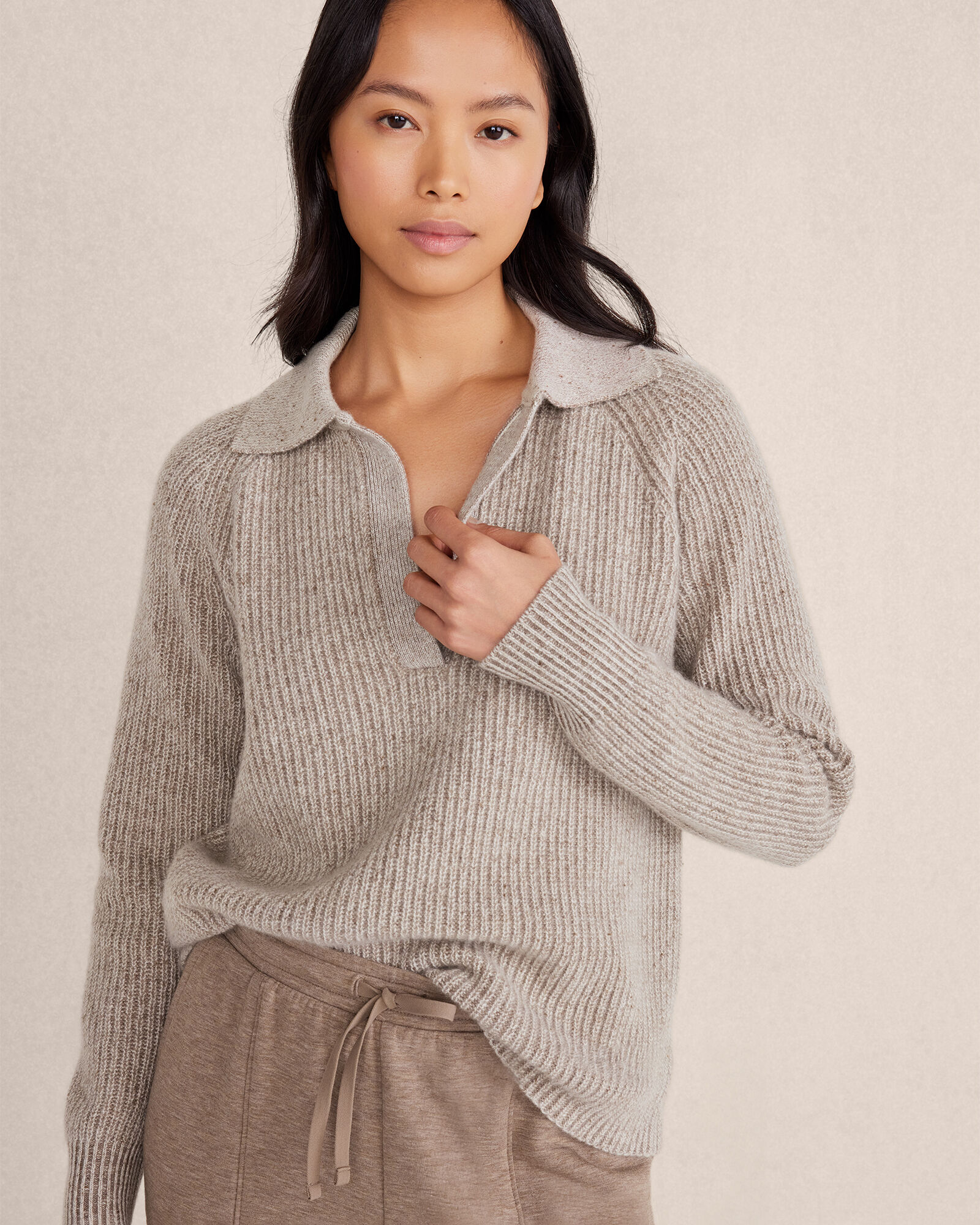 Plaited Cashmere Johnny Collar Sweater | Haven Well Within