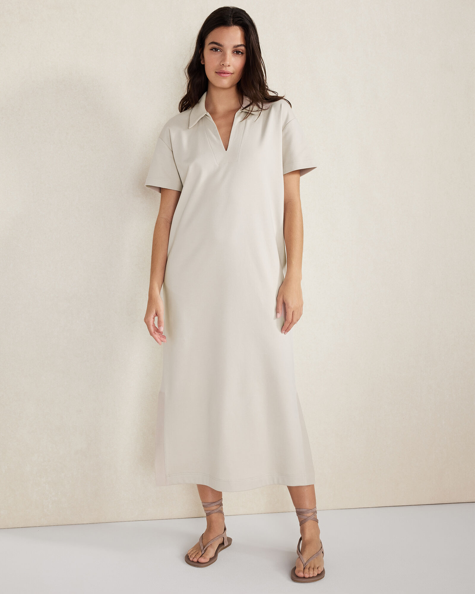 Organic Cotton Interlock Collared Midi Dress | Haven Well Within
