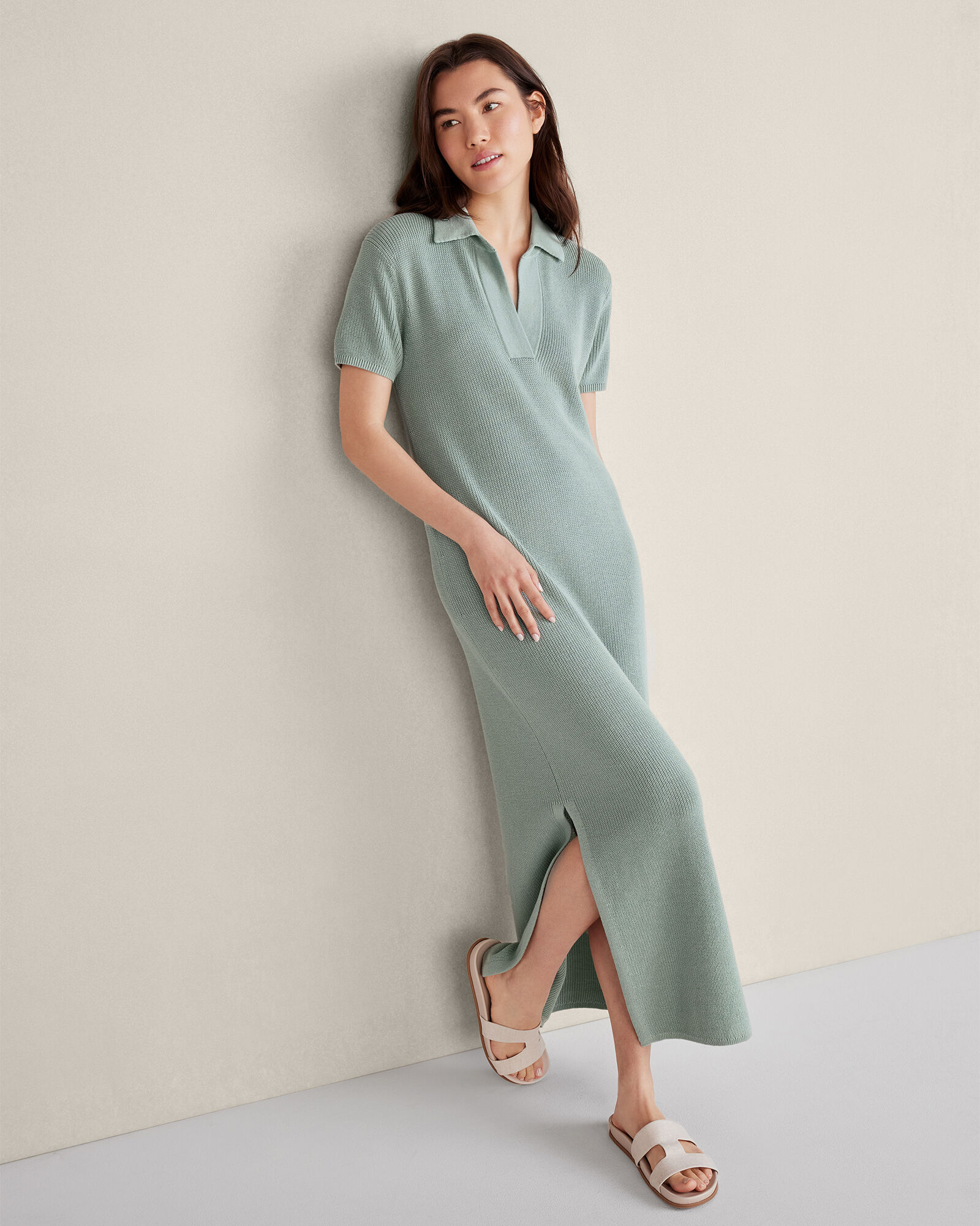 Organic Cotton Rib Knit Johnny Collar Dress | Haven Well Within