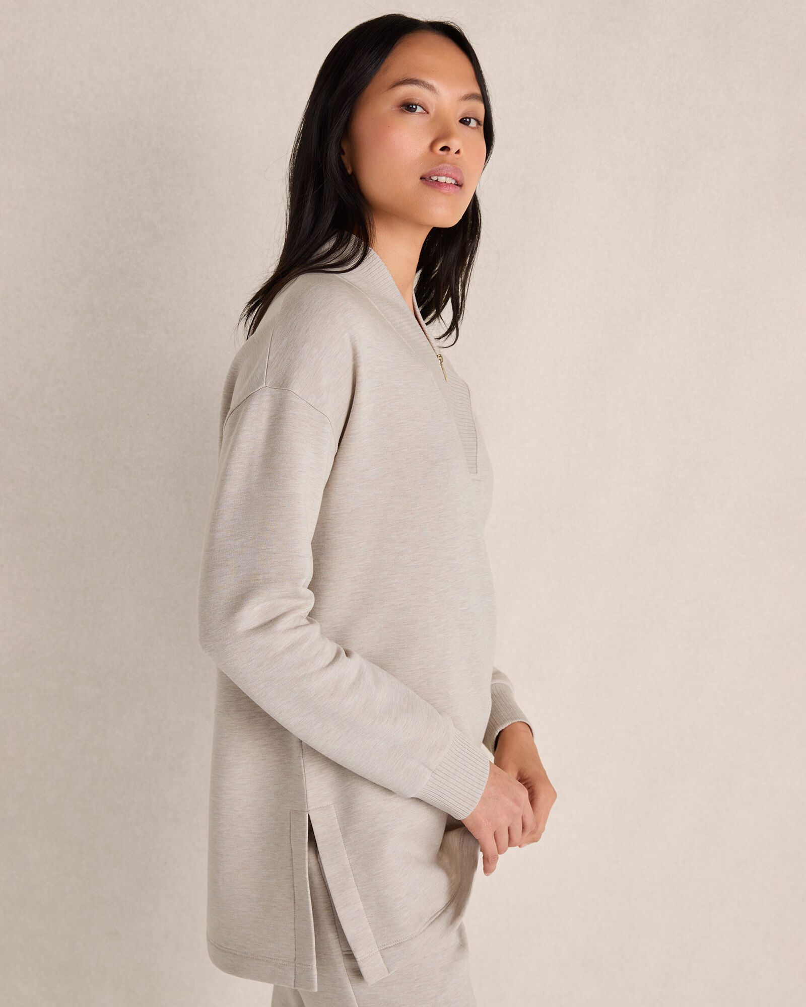 Fleece Quarter-Zip Tunic Pullover | Haven Well Within
