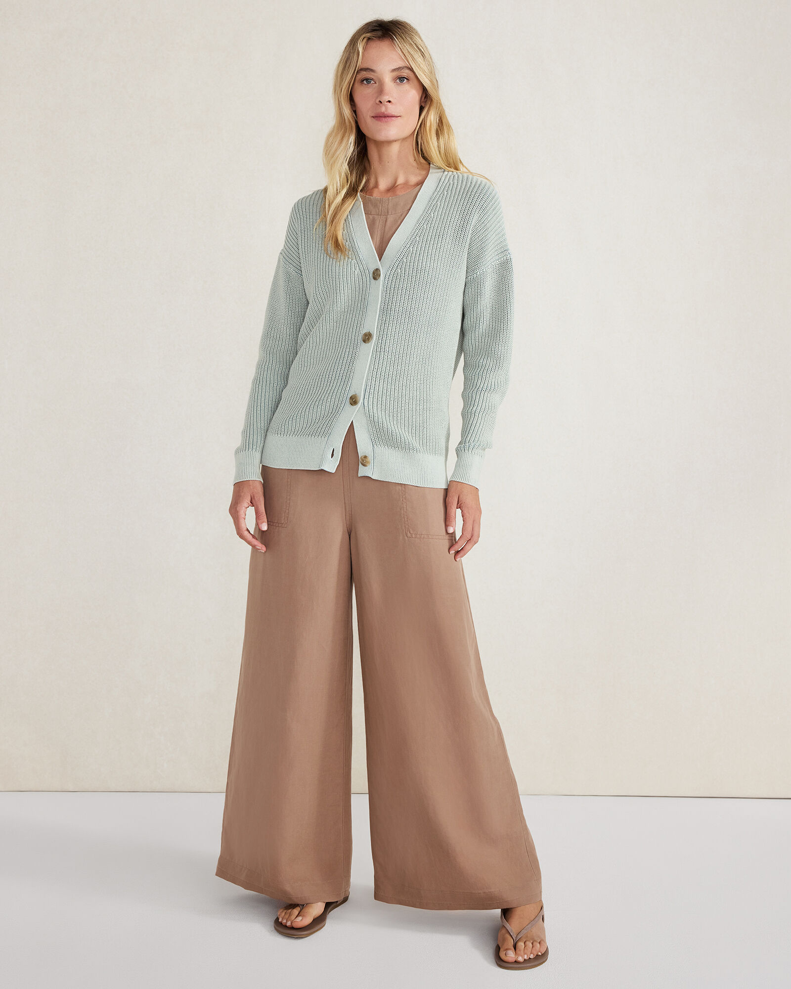 Garment-Dyed Organic Cotton Shaker Stitch Cardigan | Haven Well Within