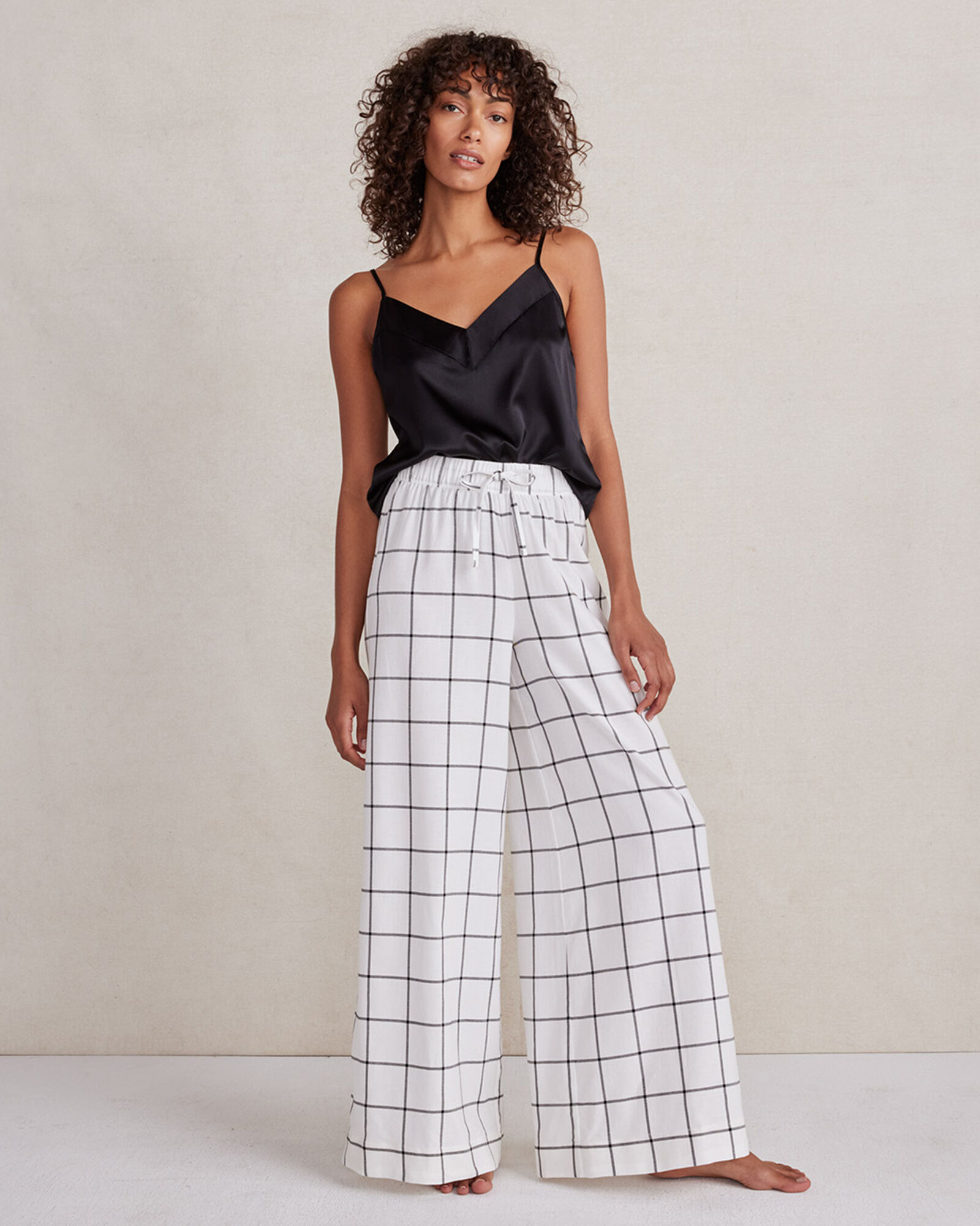 ECOVERO™ Flannel Windowpane Wide Leg Pajama Pants | Haven Well Within