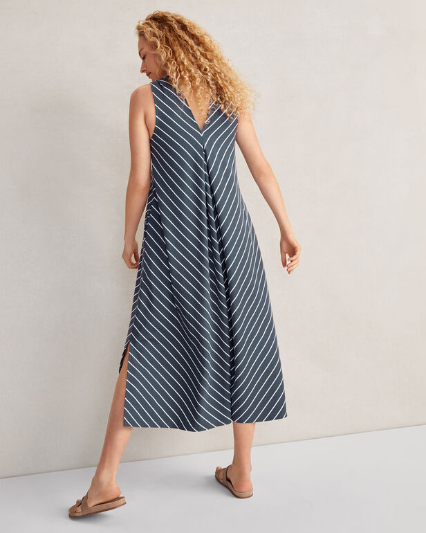 Organic Cotton Interlock Striped V-Neck Dress | Haven Well Within