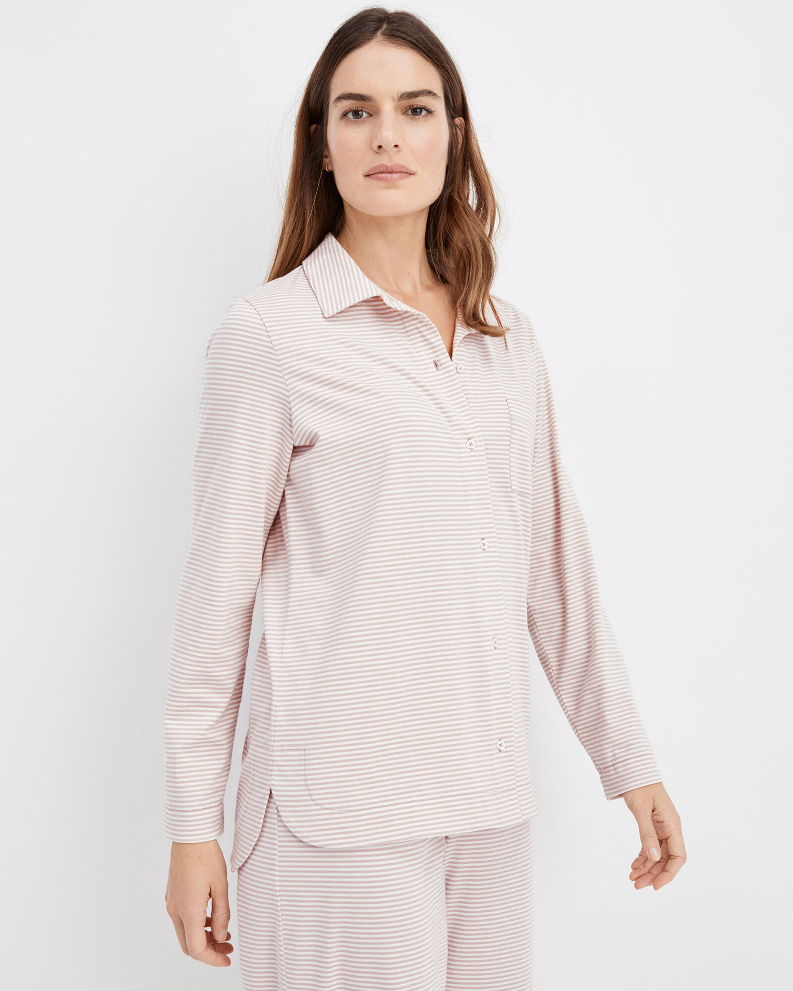 Organic Cotton Jersey Evie Stripe Pajama Shirt | Haven Well Within