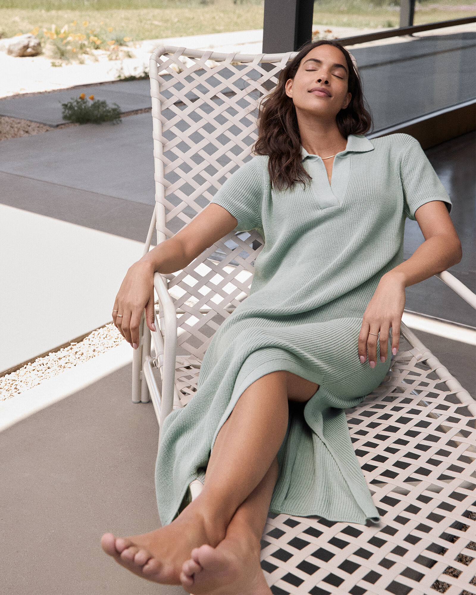 Organic Cotton Rib Knit Johnny Collar Dress | Haven Well Within