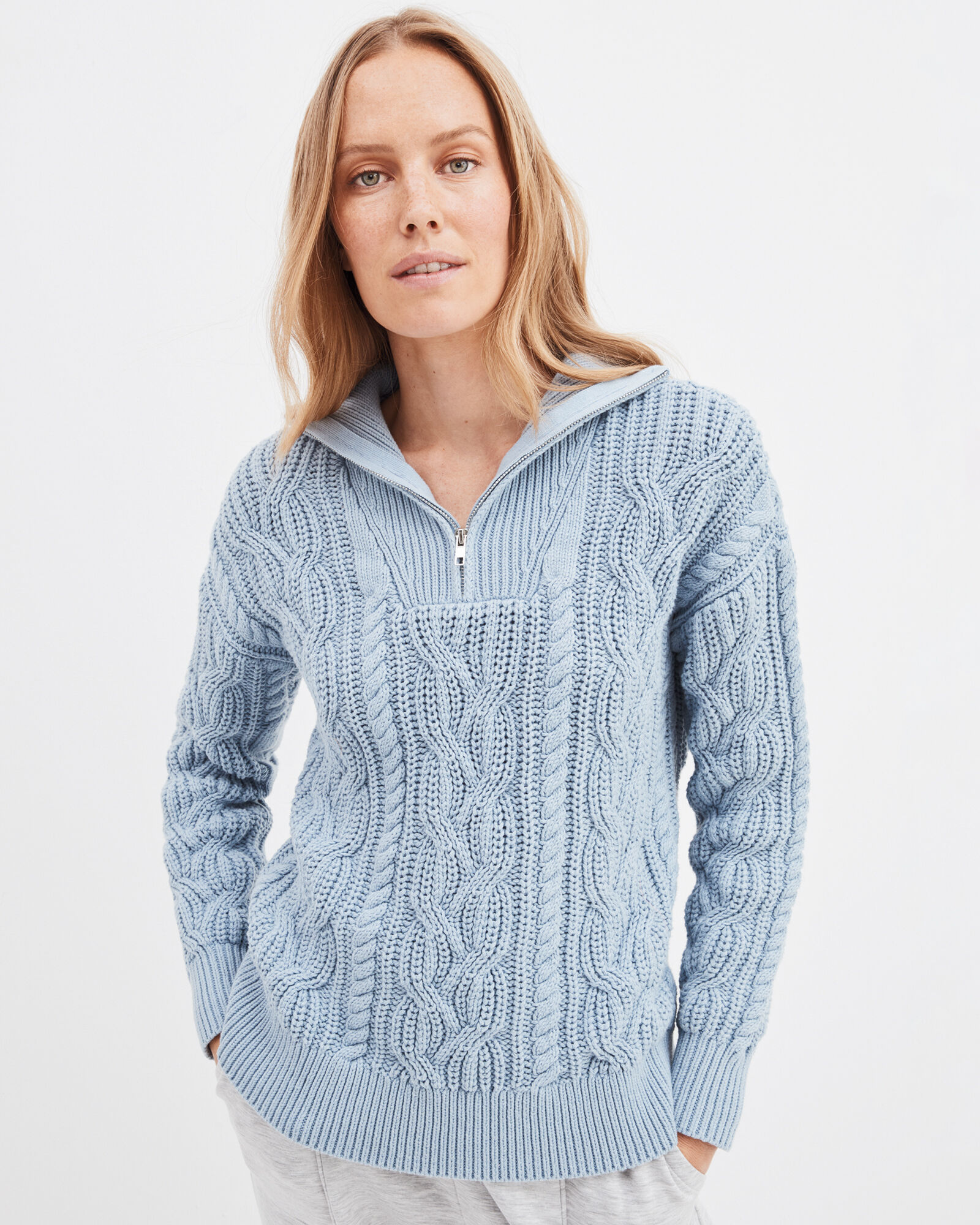 Cable Knit Half-Zip Sweater | Haven Well Within