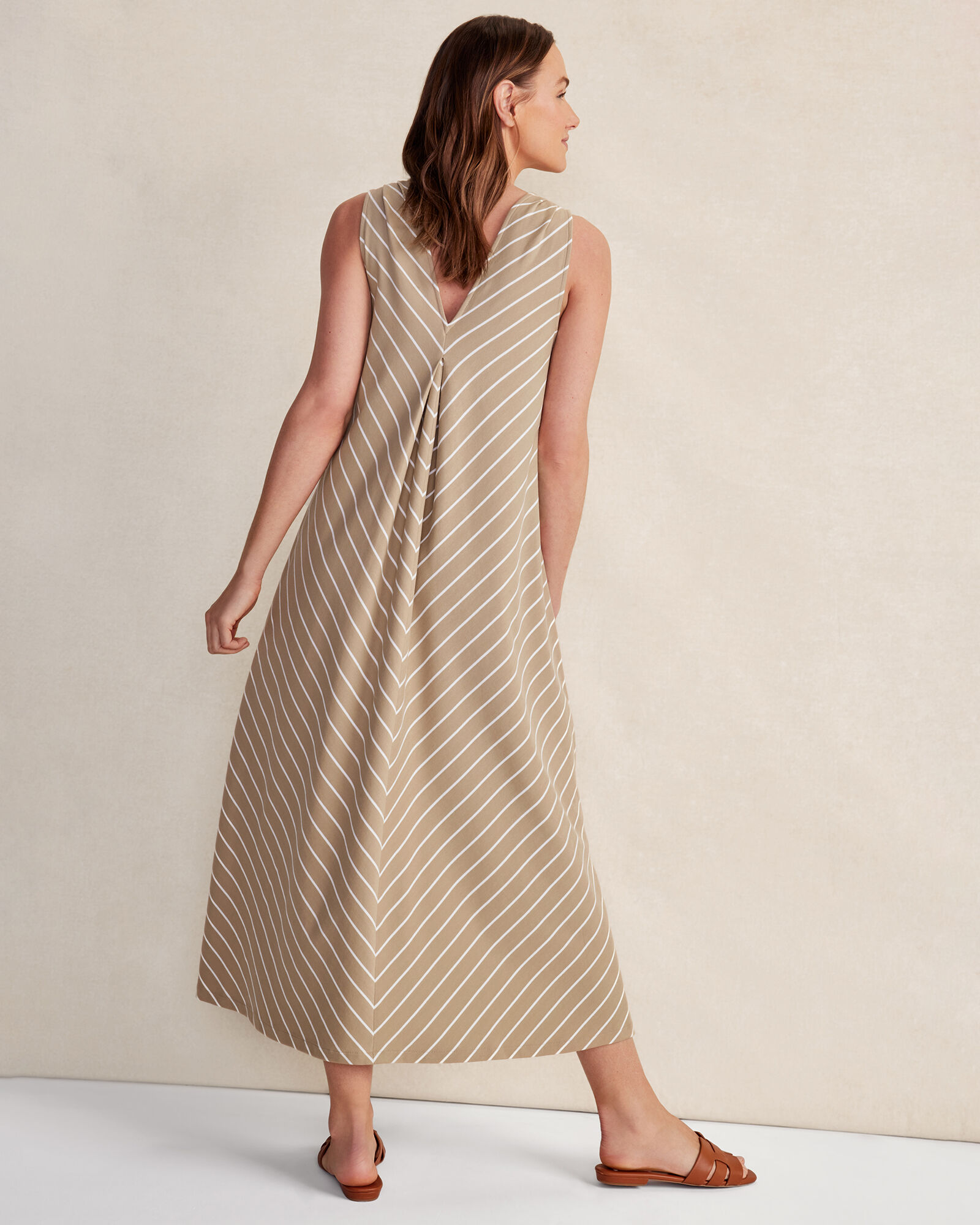 Organic Cotton Interlock Striped V-Neck Dress | Haven Well Within