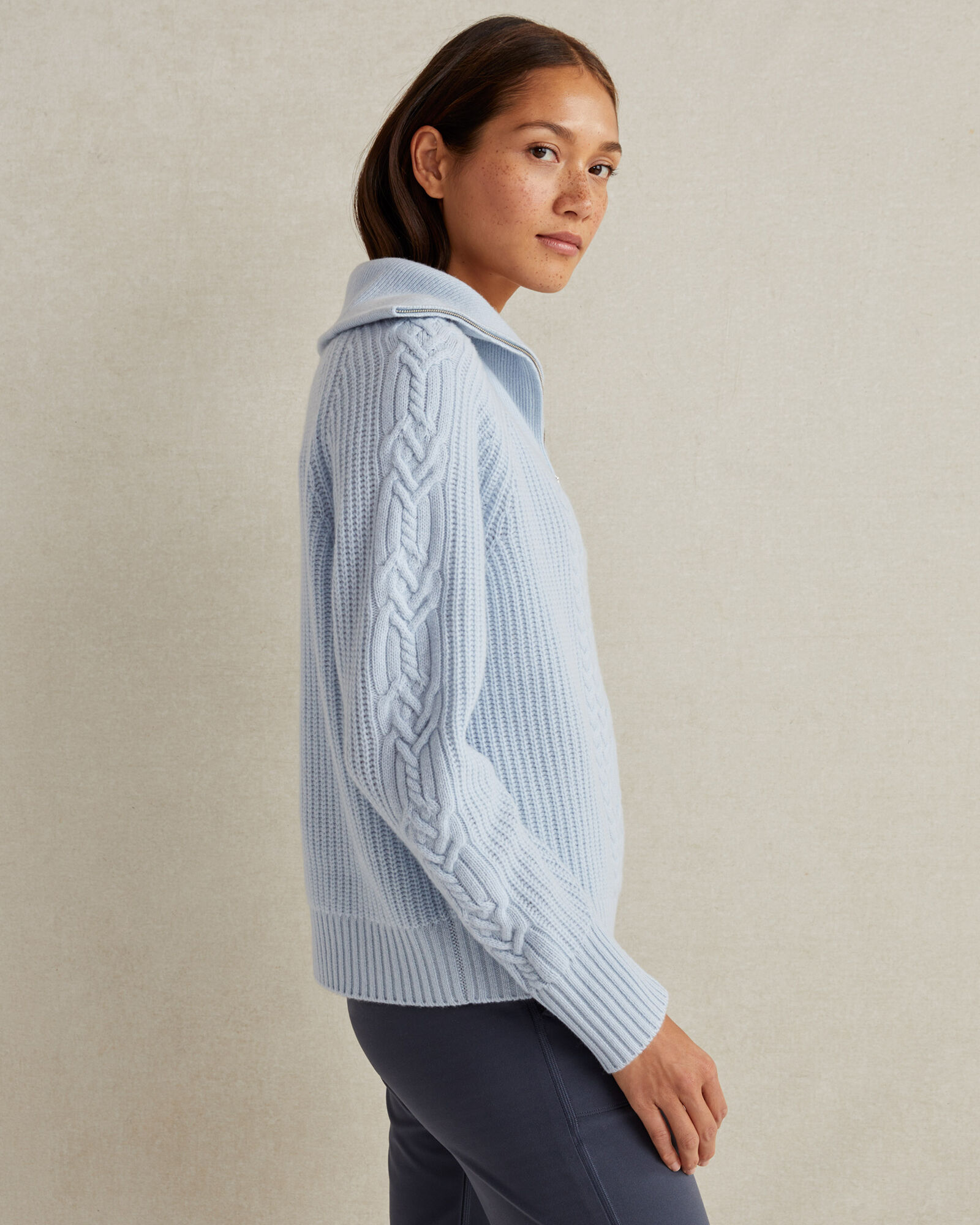 Cashmere Cable Knit Half Zip | Haven Well Within