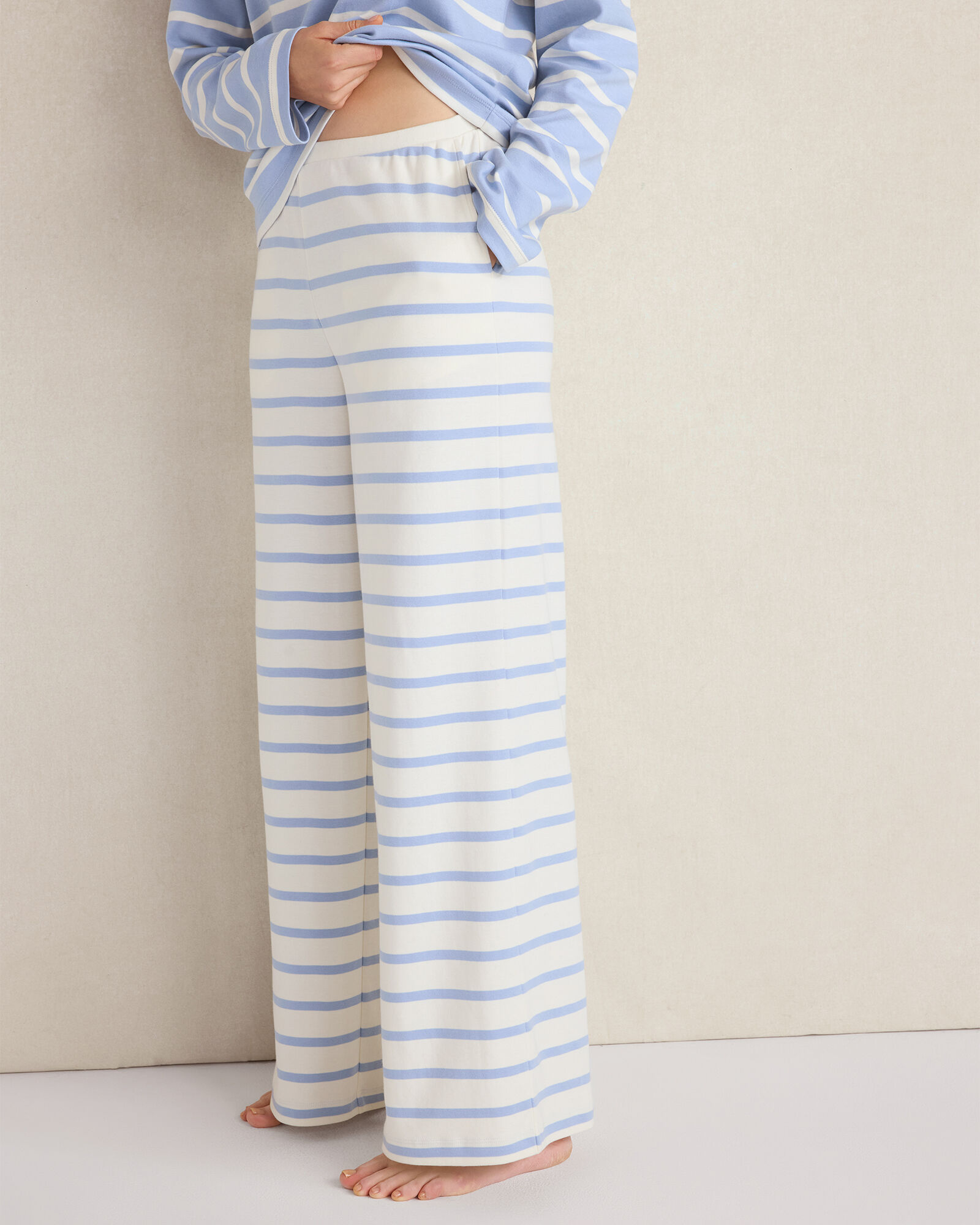 Brushed Cotton Interlock Stripe Pants | Haven Well Within