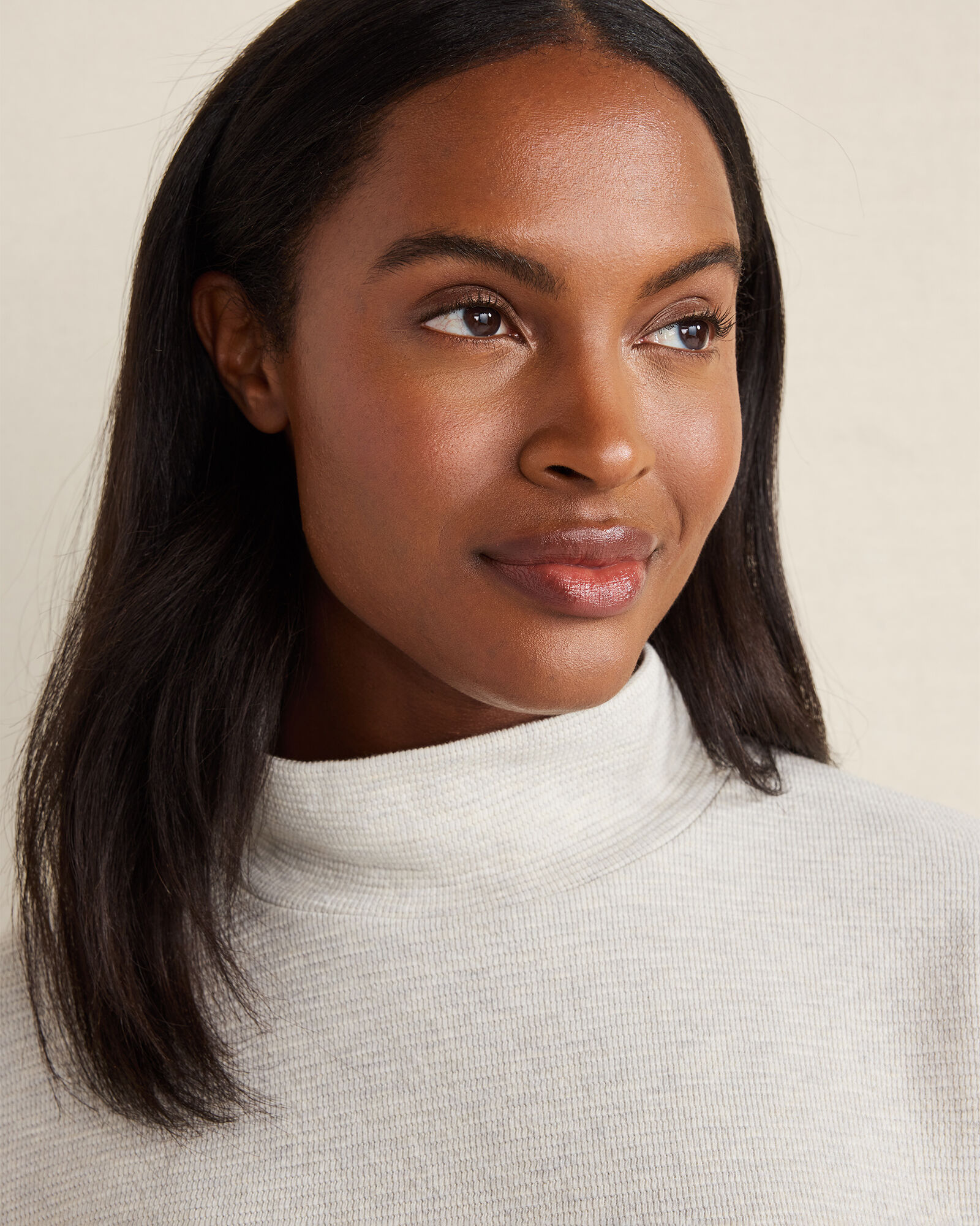 Cotton Blend Ottoman Rib Mock Neck Top | Haven Well Within