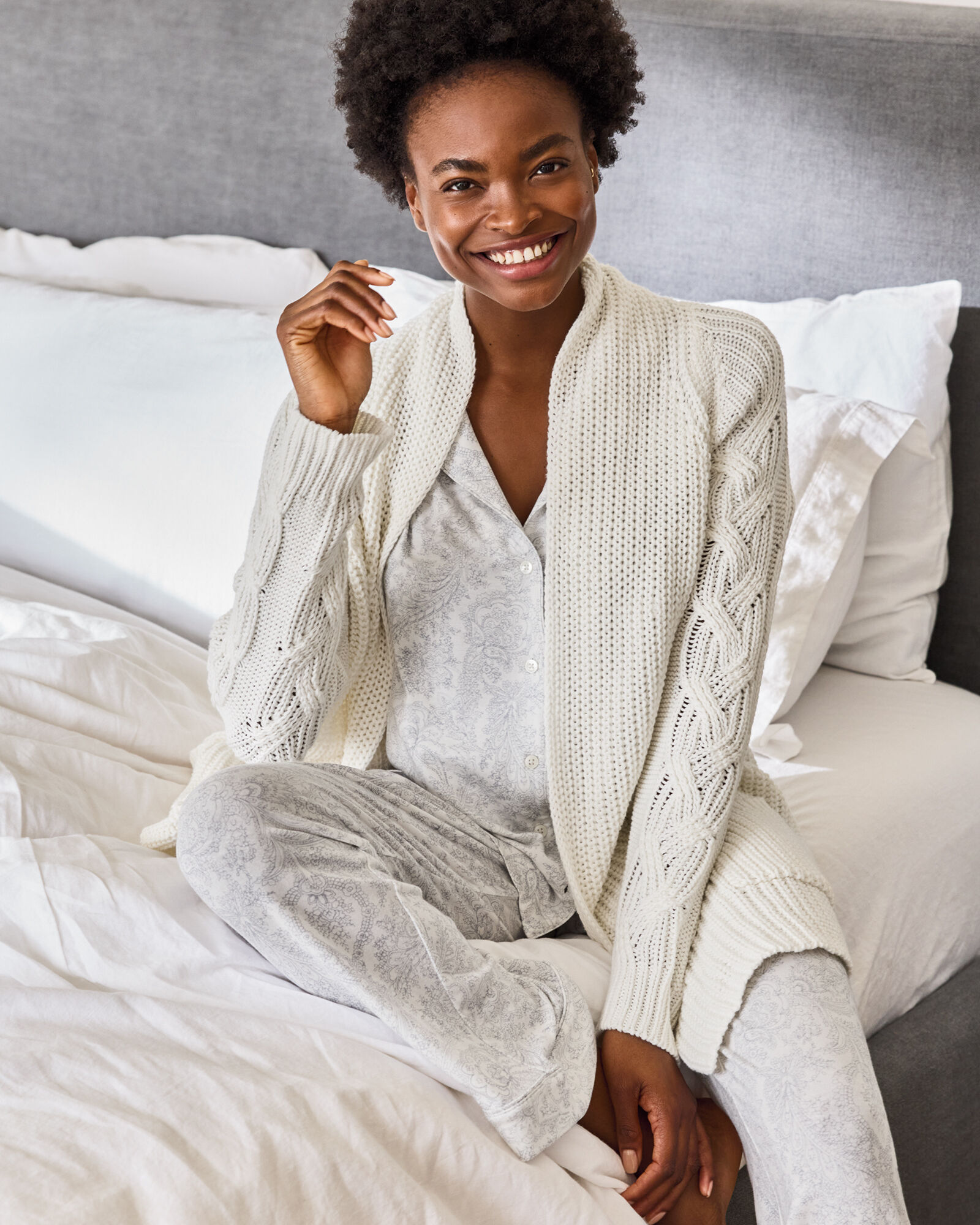 Shaker Stitch Cable Knit Sleeve Cardigan | Haven Well Within