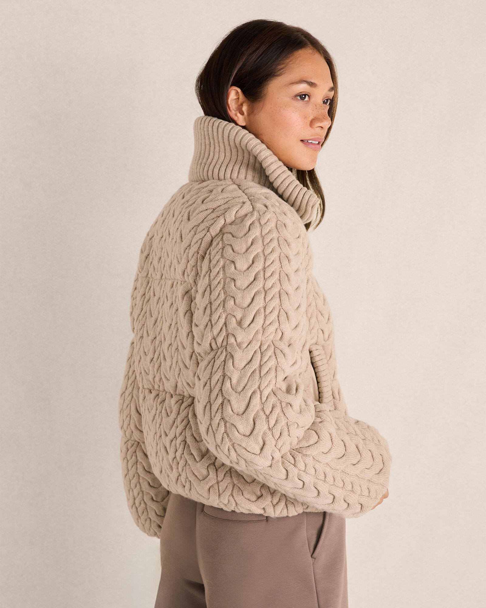 Varley Reggie Cable Knit Puffer Jacket | Haven Well Within