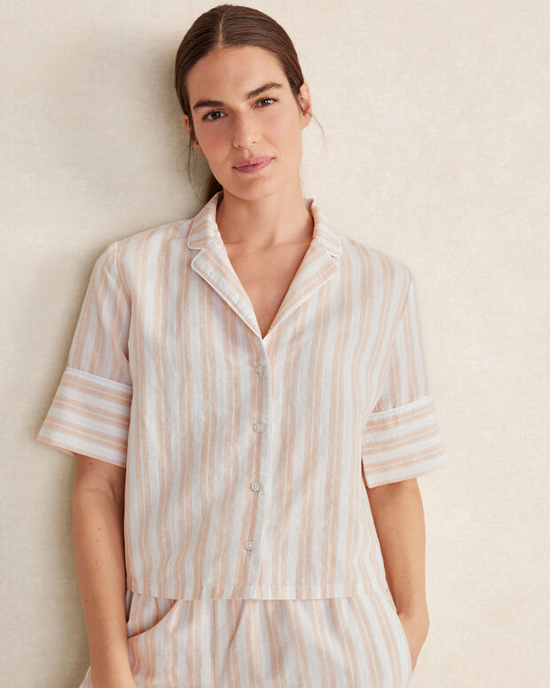 Organic Cotton Linen Striped Pajama Top Haven Well Within