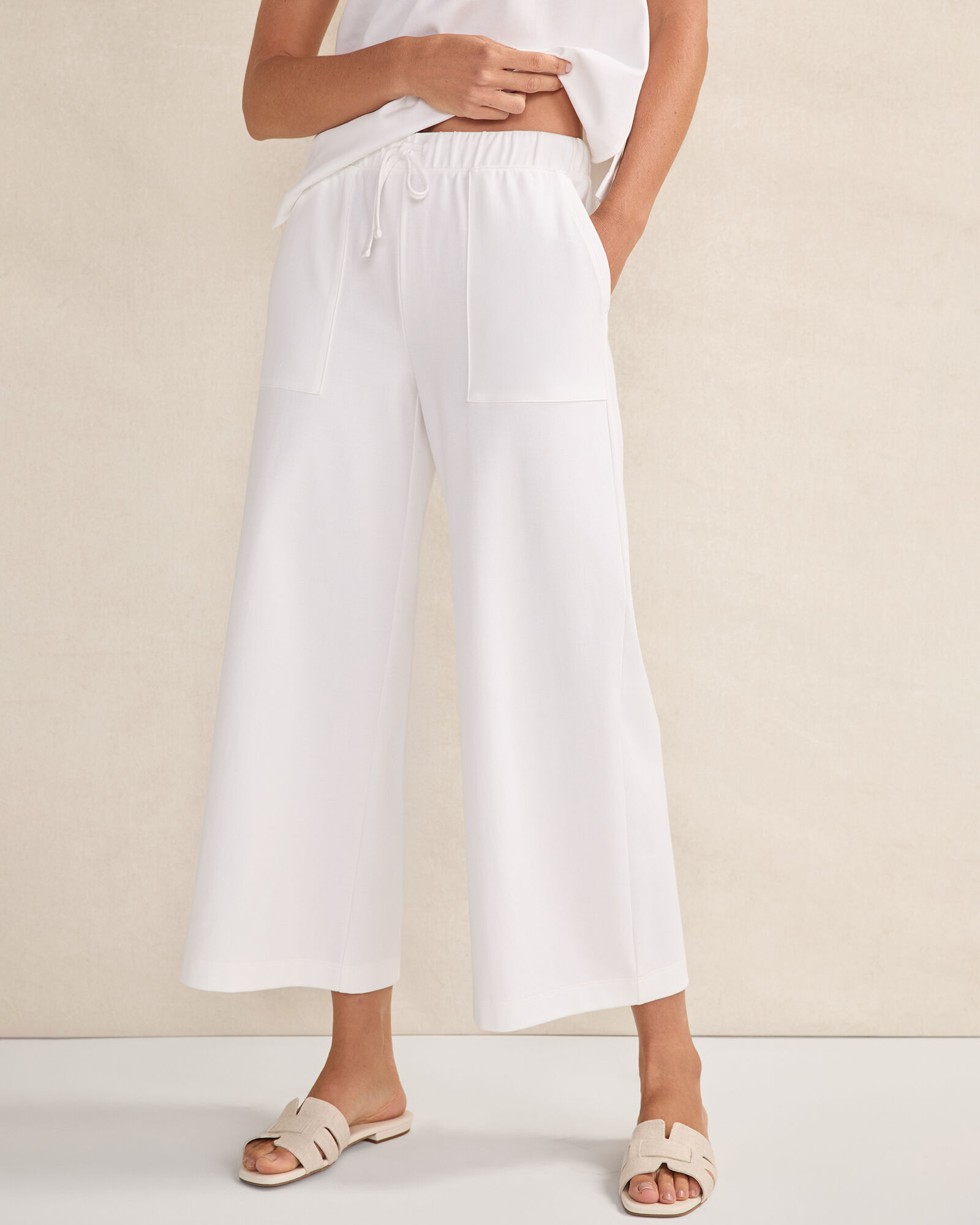 Organic Cotton Interlock Wide Leg Cropped Pants | Haven Well Within