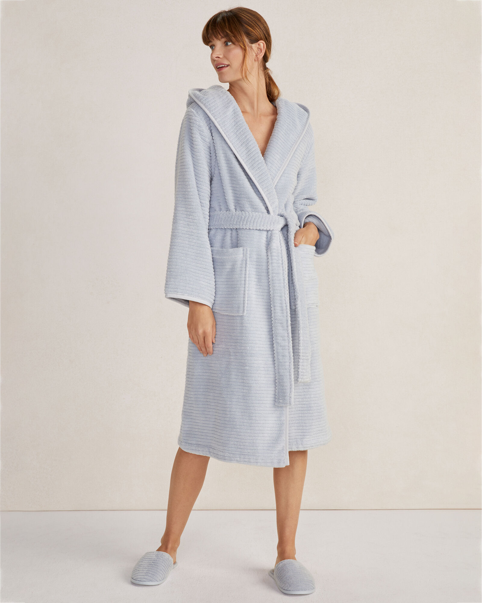Organic Cotton Ribbed Terry Hooded Robe | Haven Well Within