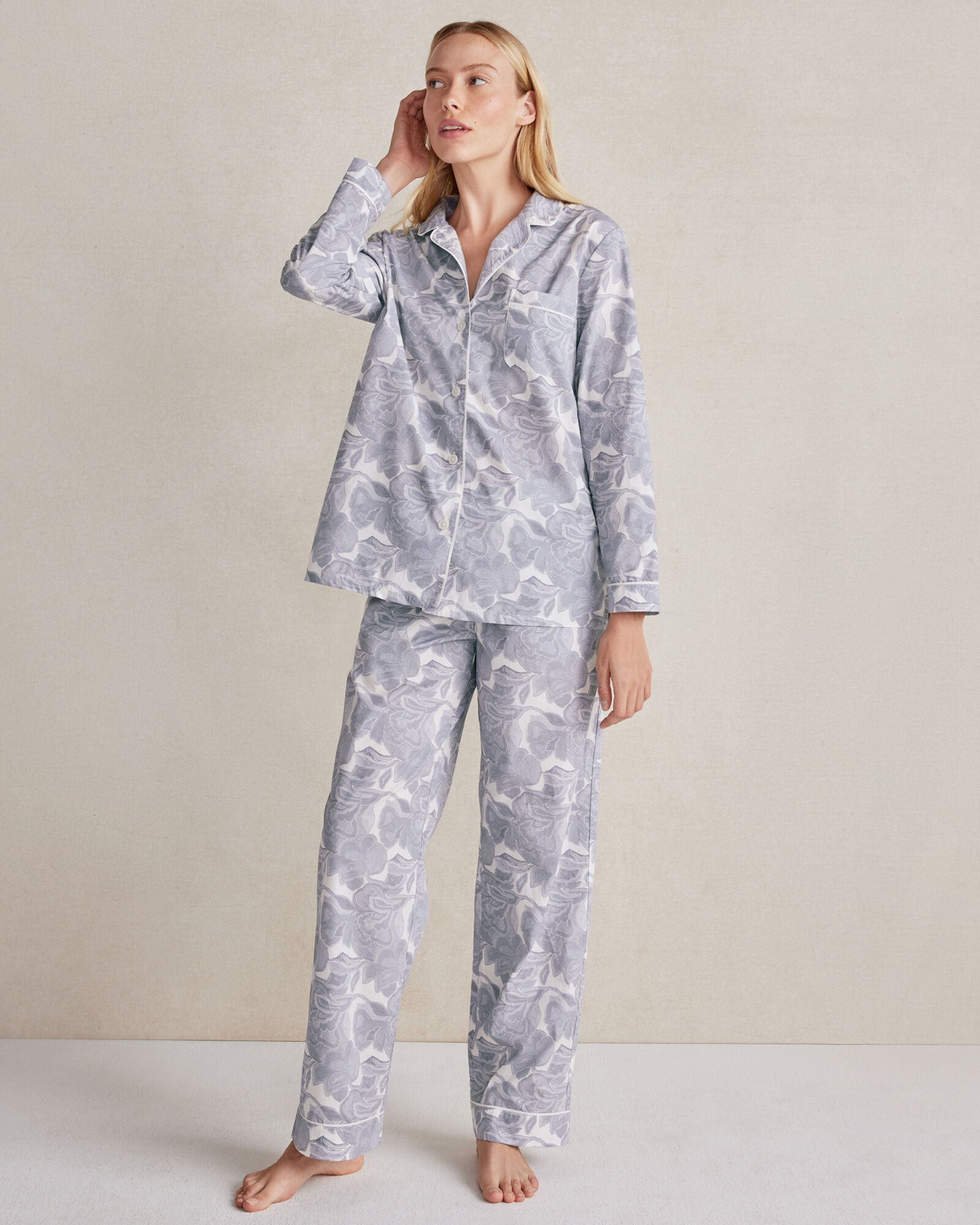 Organic Cotton Poplin Botanical Pajama Pants | Haven Well Within