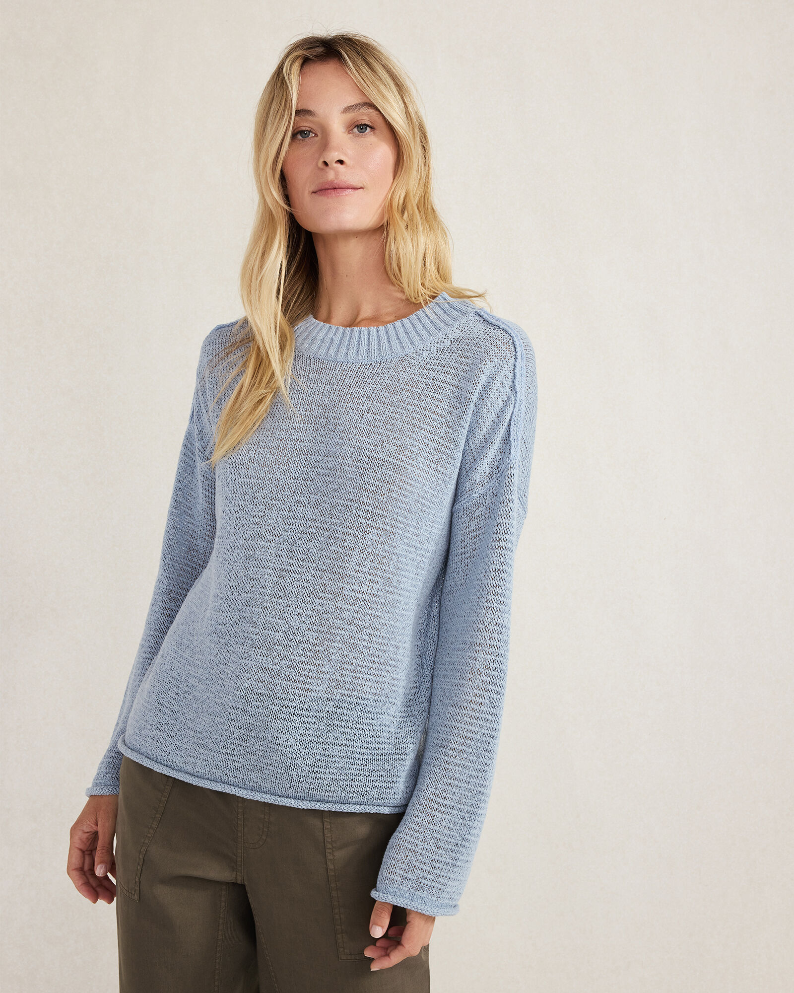 Organic Cotton Linen Tape Yarn Crewneck Sweater | Haven Well Within
