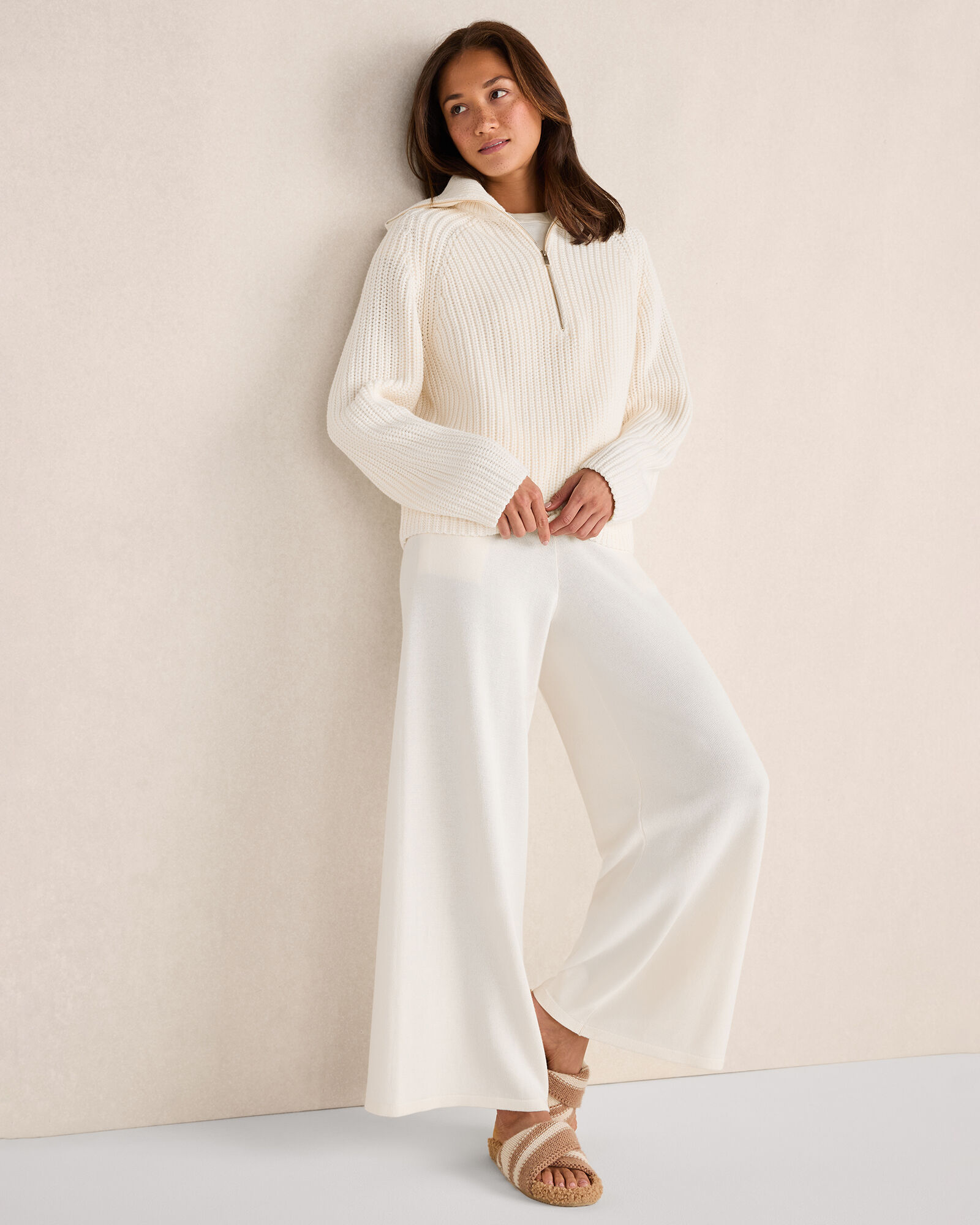 Cotton Shaker Stitch Half-Zip Pullover | Haven Well Within