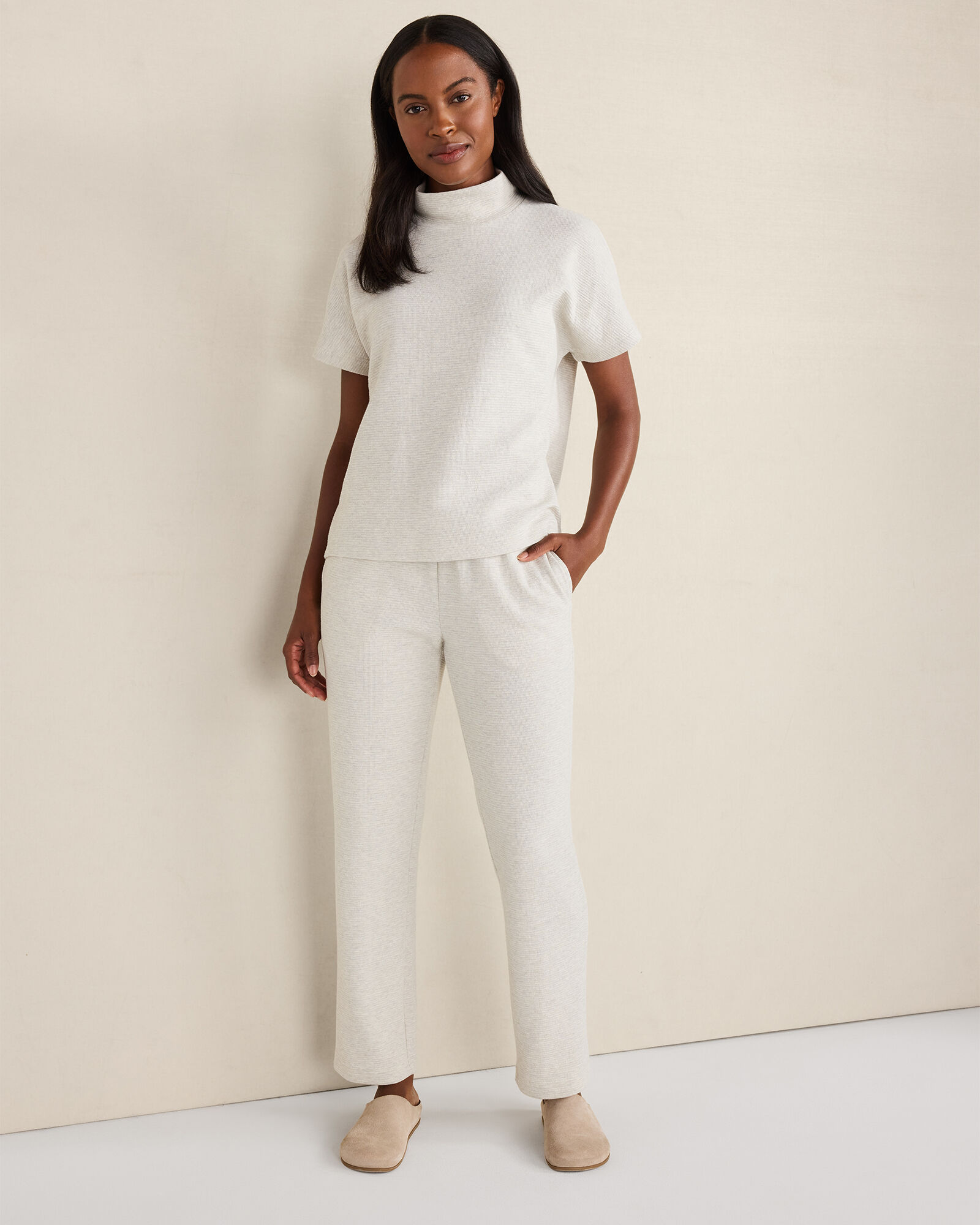 Cotton Blend Ottoman Rib Mock Neck Top | Haven Well Within