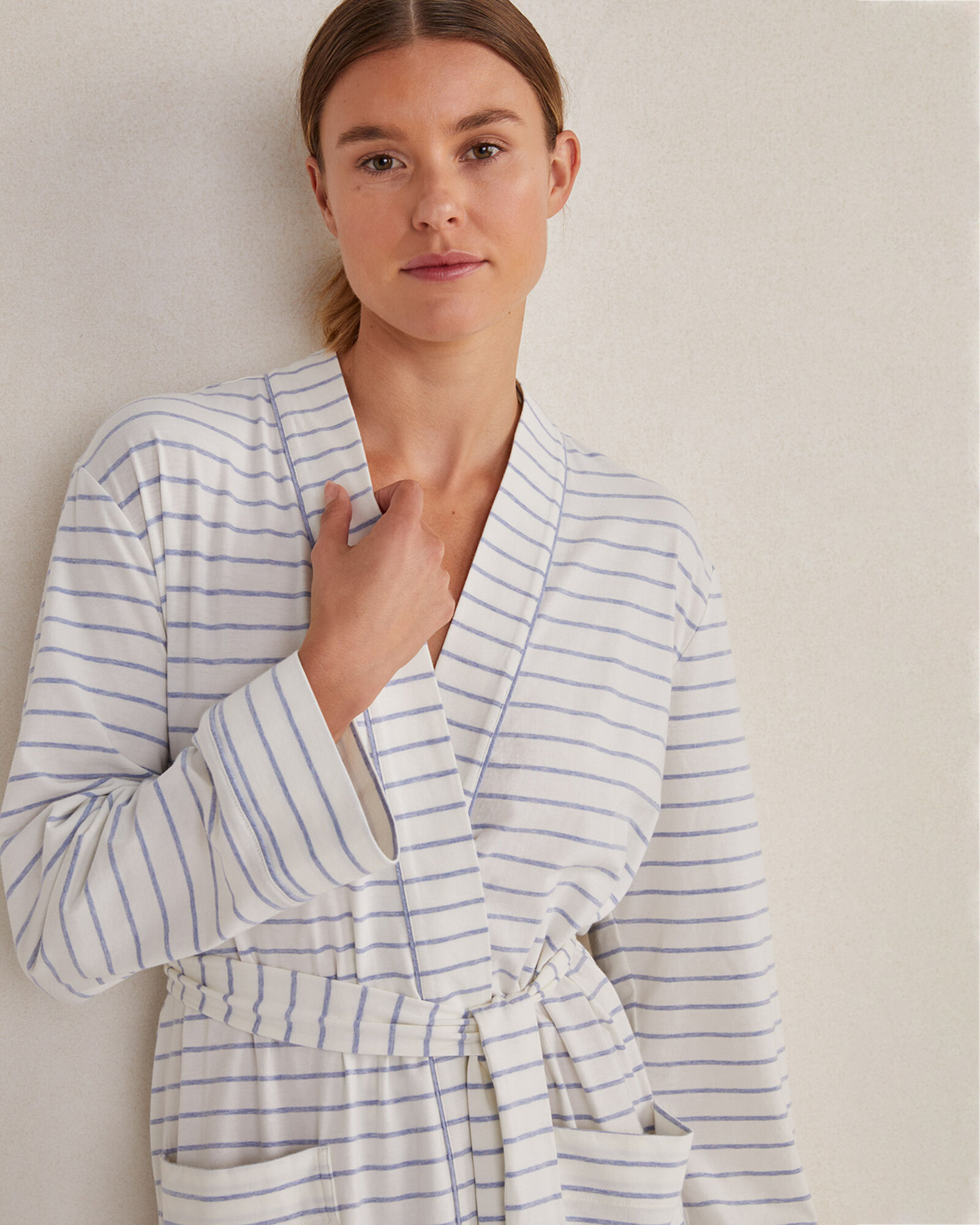 Organic Cotton Jersey Striped Robe | Haven Well Within