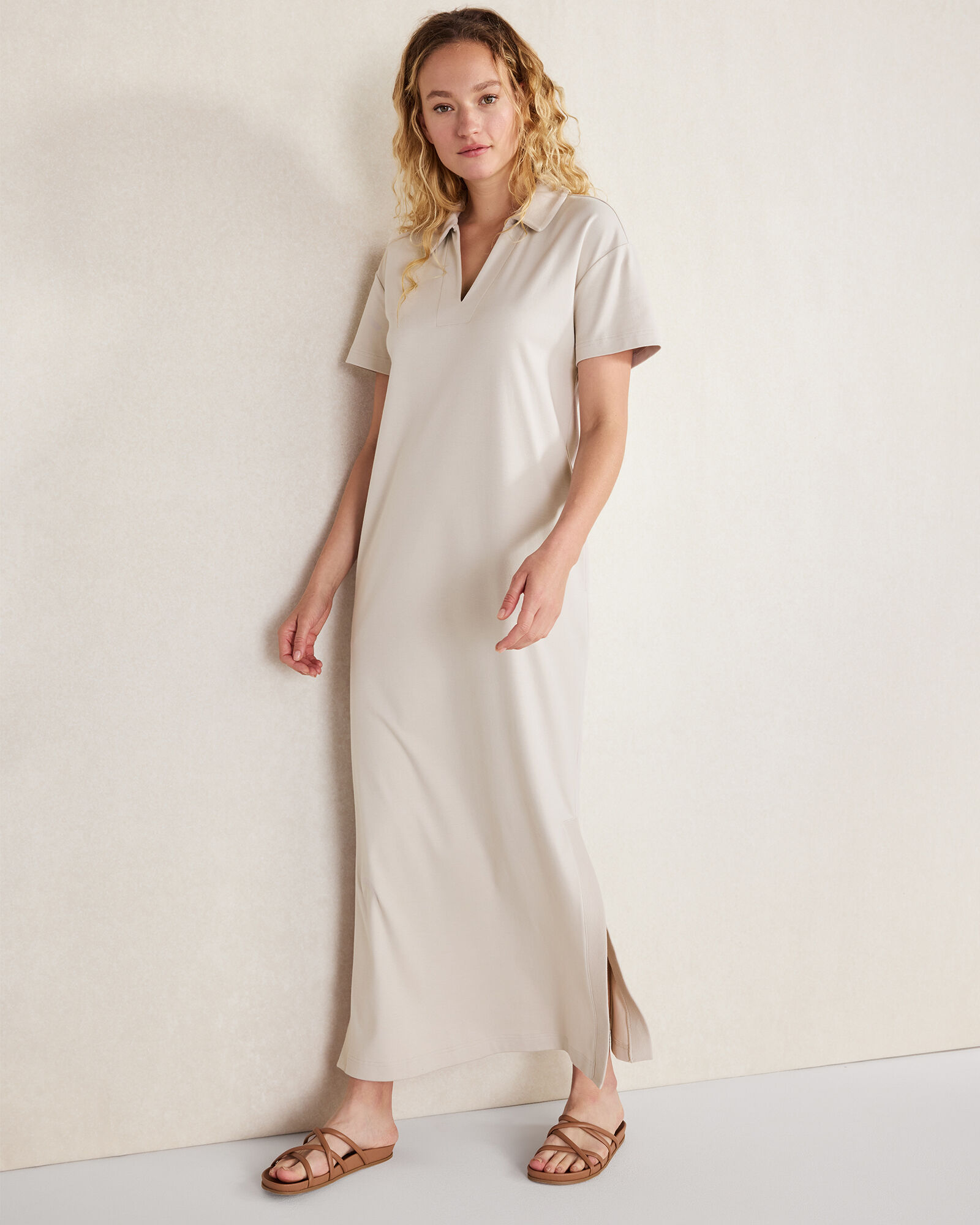 Organic Cotton Interlock Collared Maxi Dress | Haven Well Within