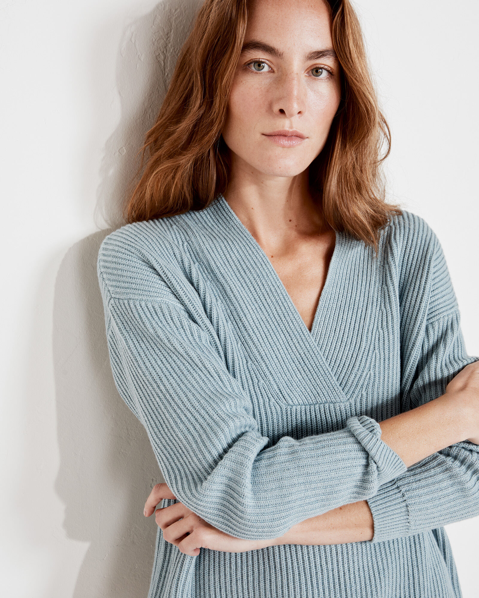 Overlapped V-Neck Cotton Sweater | Haven Well Within