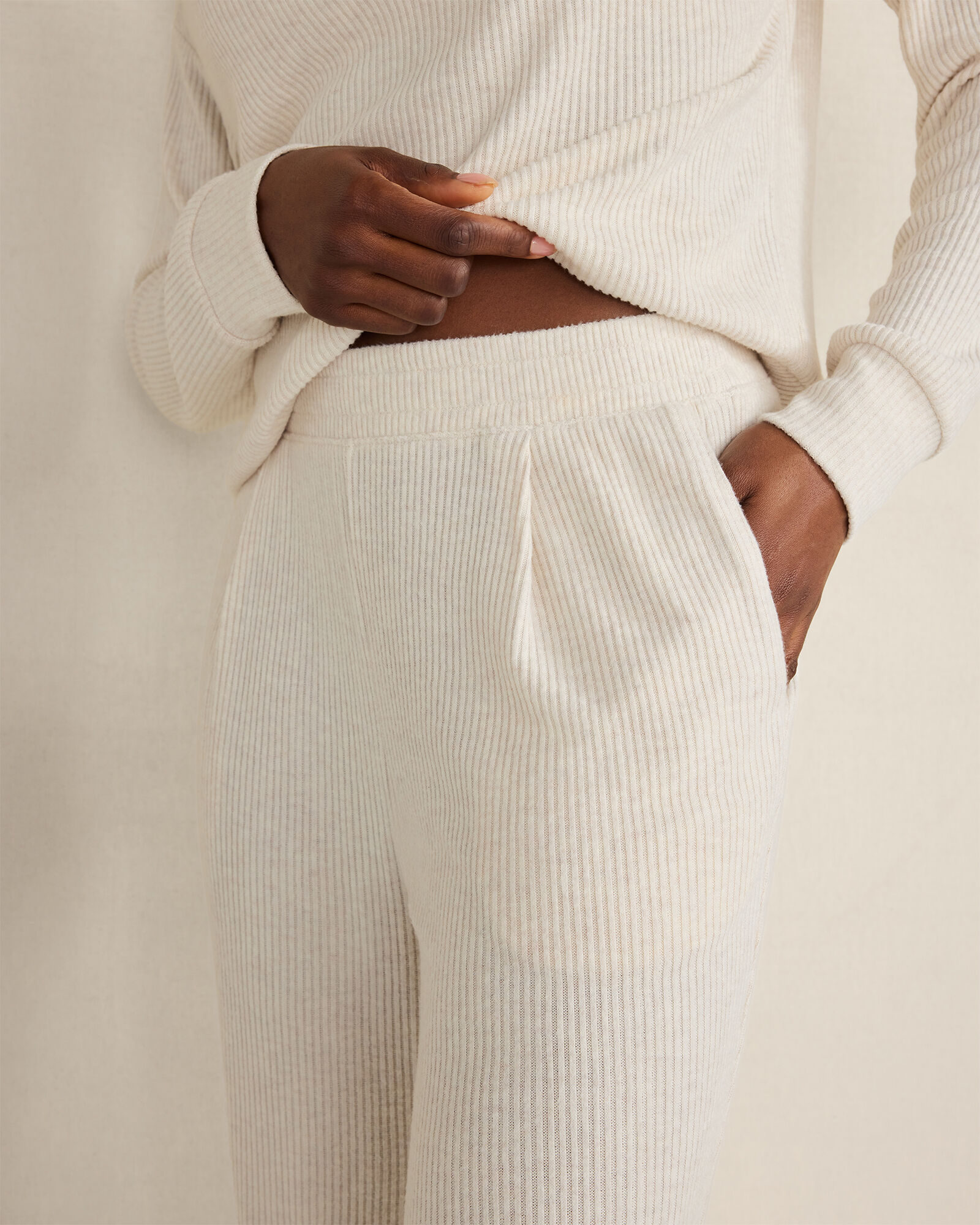 Brushed Rib Knit Tapered Pants | Haven Well Within