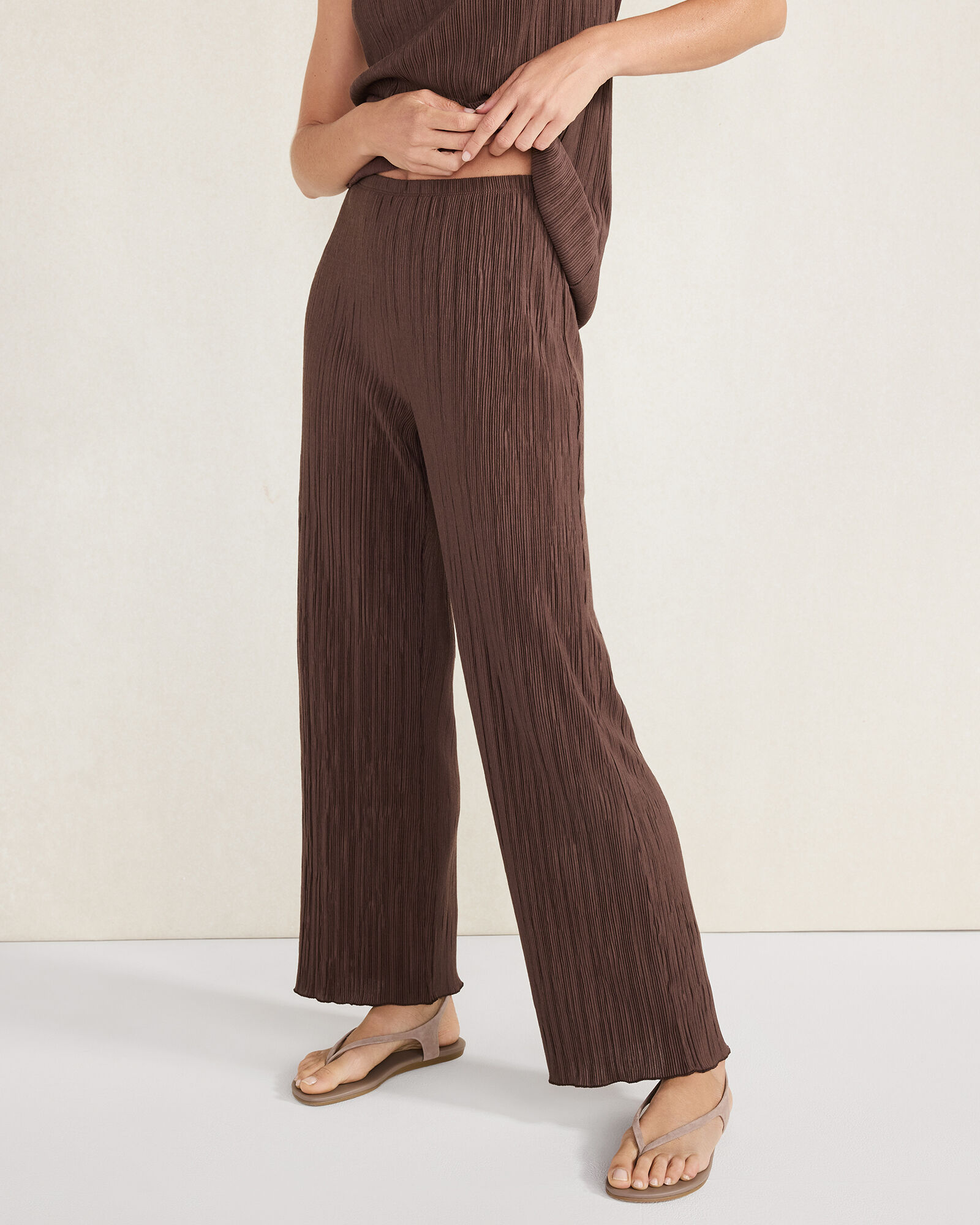 Ribbed Plisse Straight Leg Pants | Haven Well Within