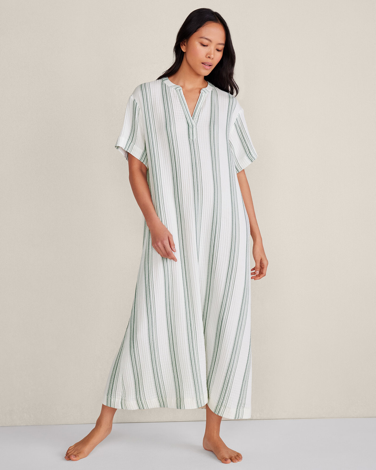 Organic Cotton Gauze Striped Sleep Dress | Haven Well Within