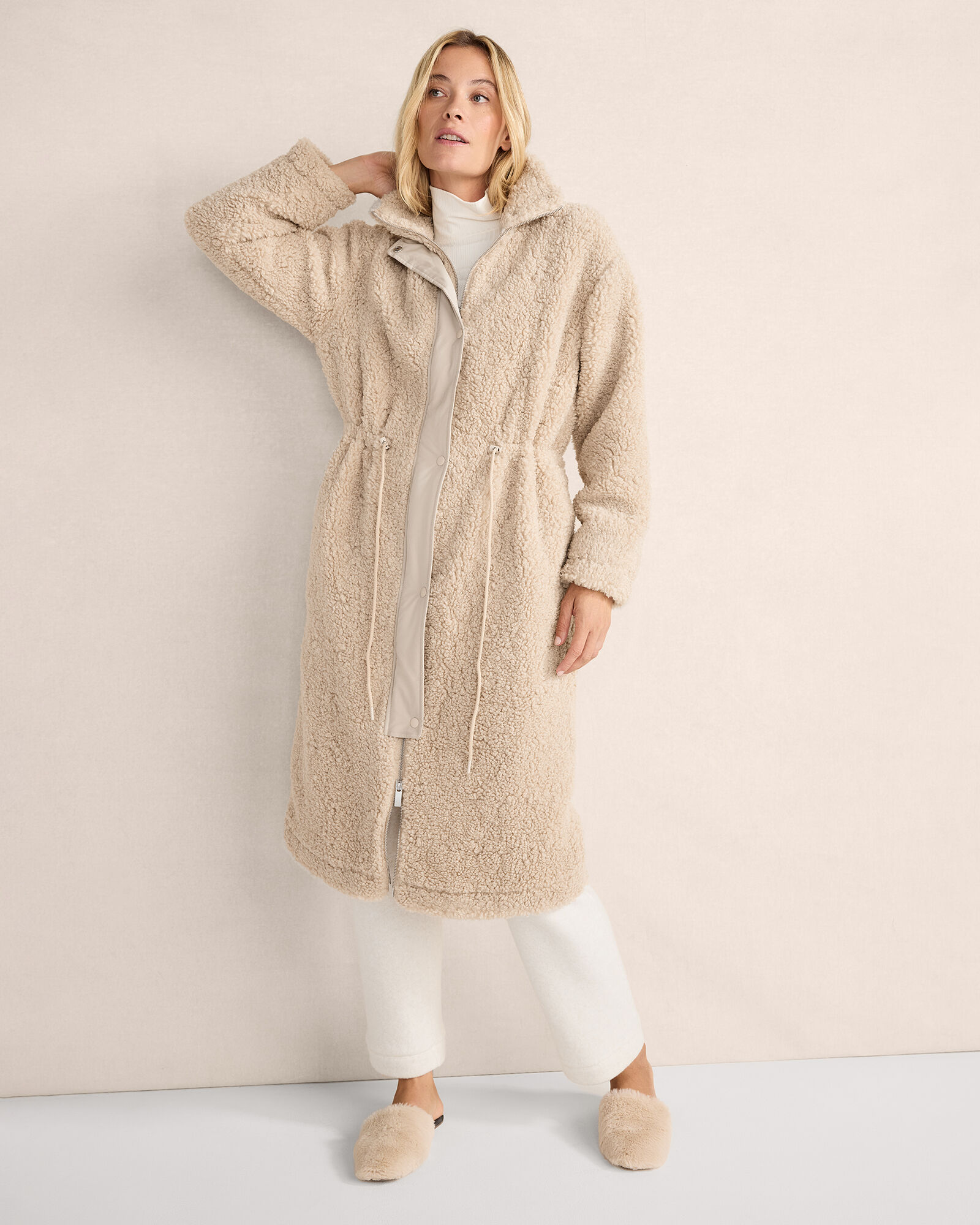 Sherpa Cinch-Waist Coat | Haven Well Within