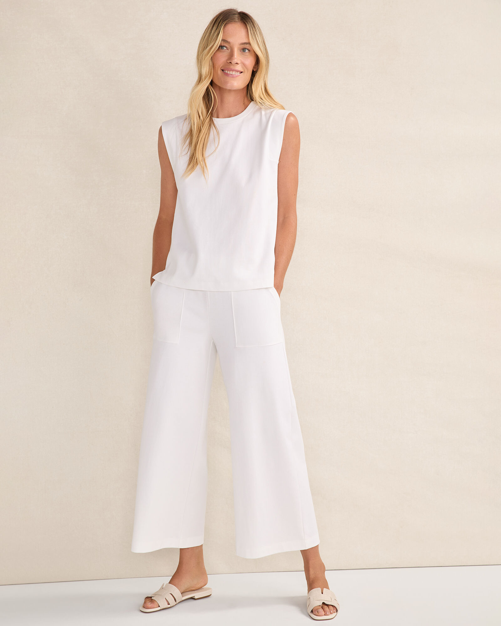 Organic Cotton Interlock Wide Leg Cropped Pants | Haven Well Within