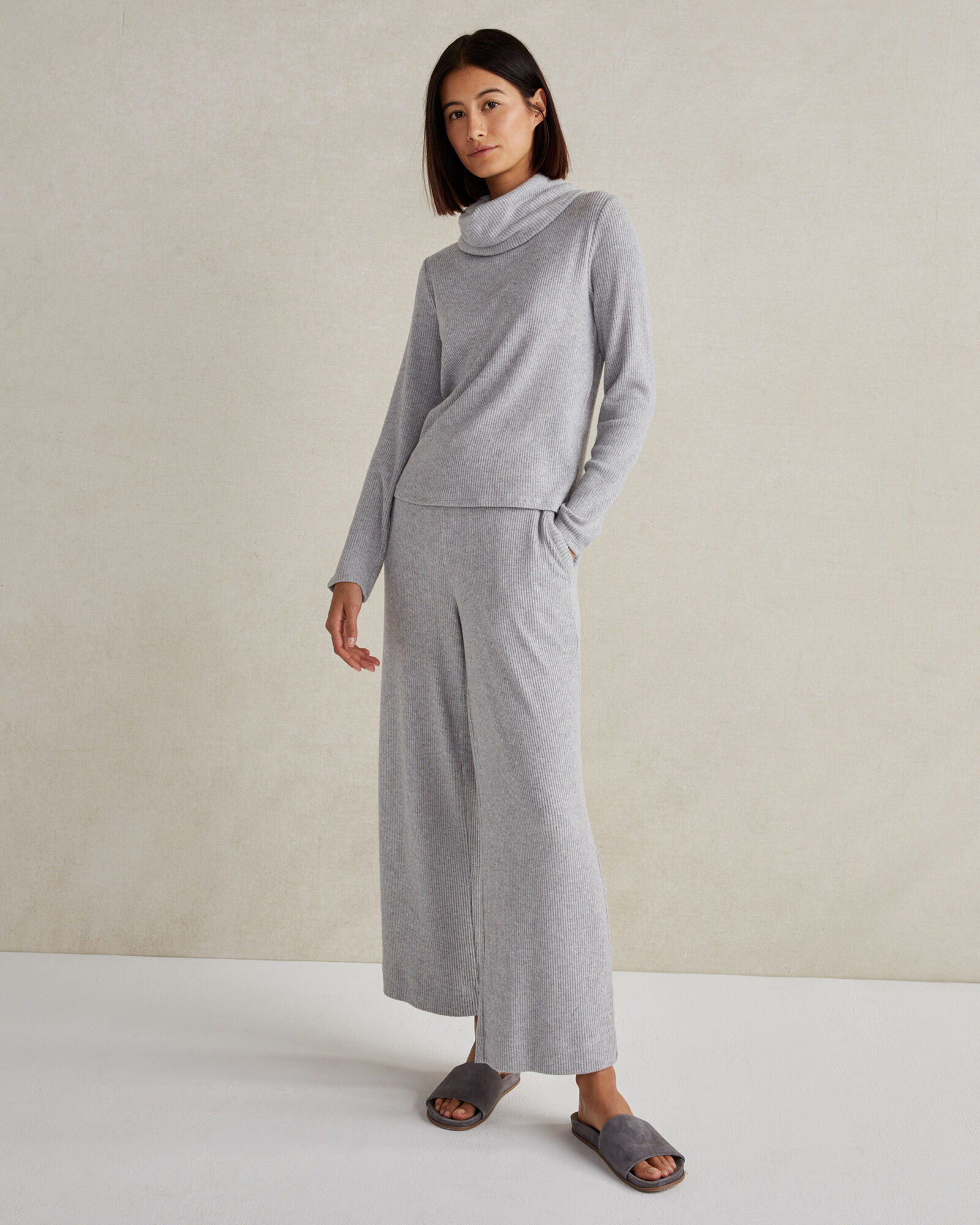 Brushed Rib Knit Cowl Neck Top | Haven Well Within