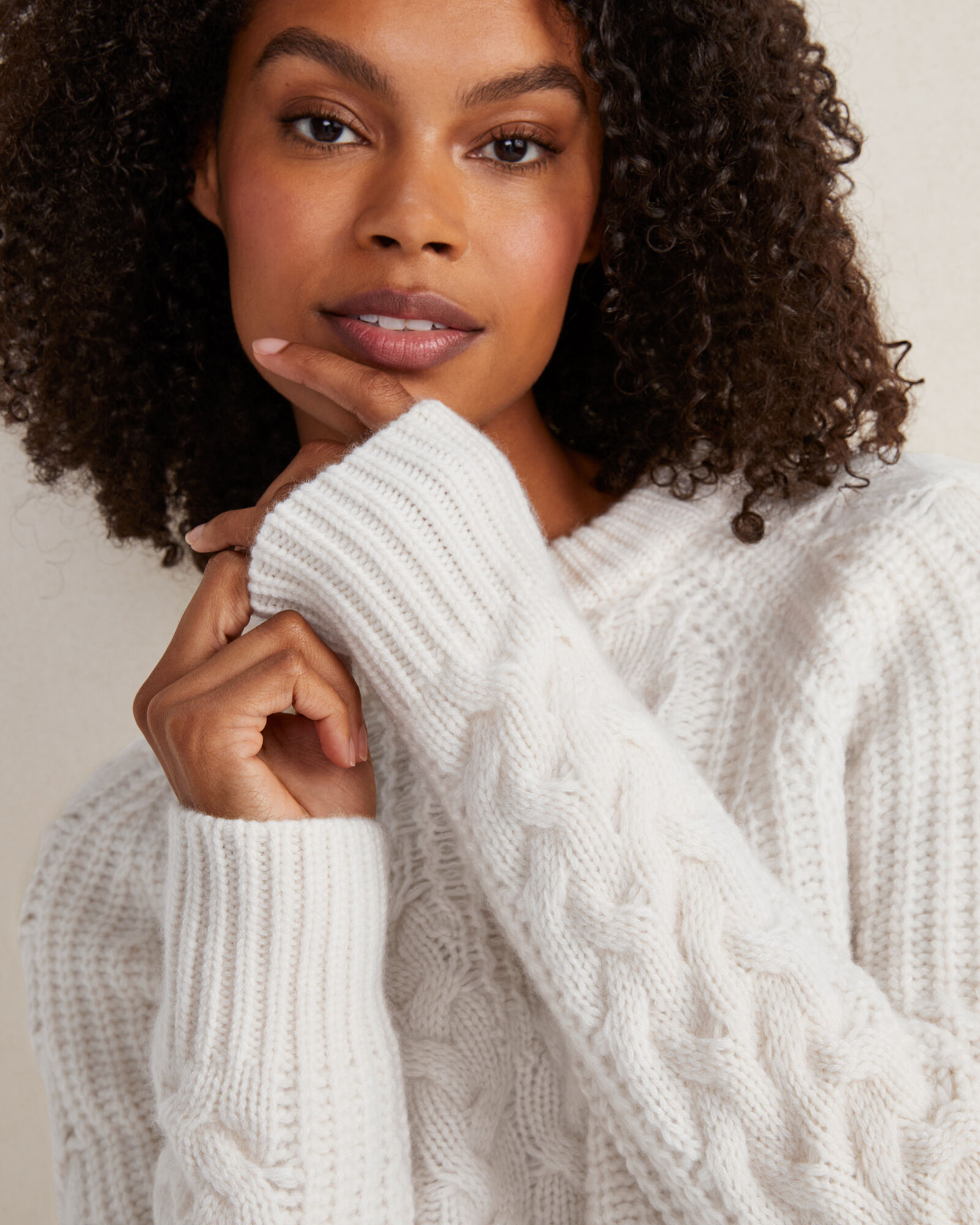 Cashmere Mixed Stitch Crewneck Sweater | Haven Well Within