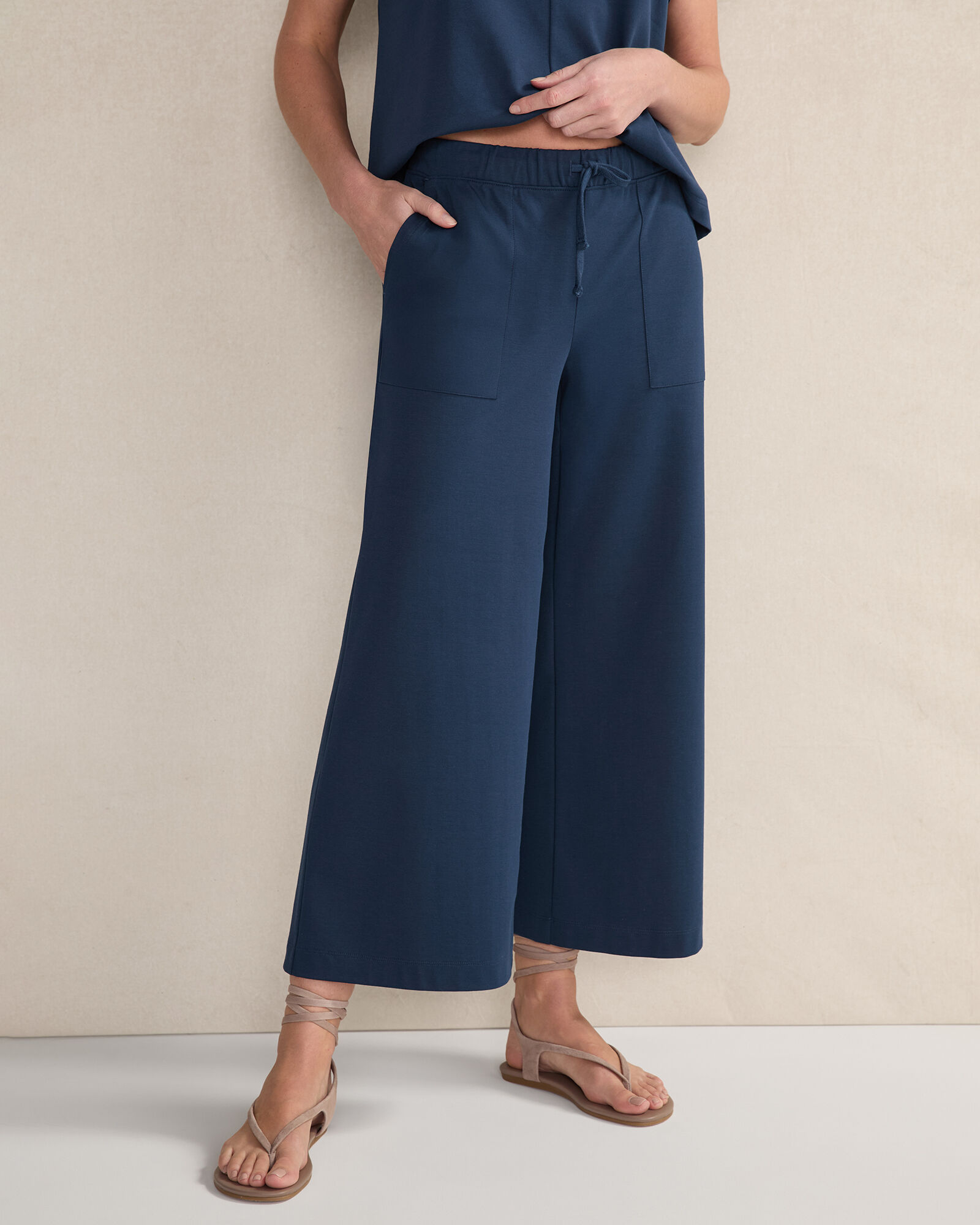 Organic Cotton Interlock Wide Leg Cropped Pants | Haven Well Within